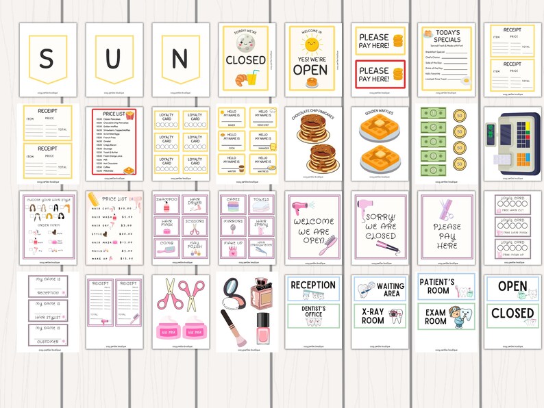 Pretend Play Printable Bundle Kids Teacher Play Set Doctor Play Set DIY ...