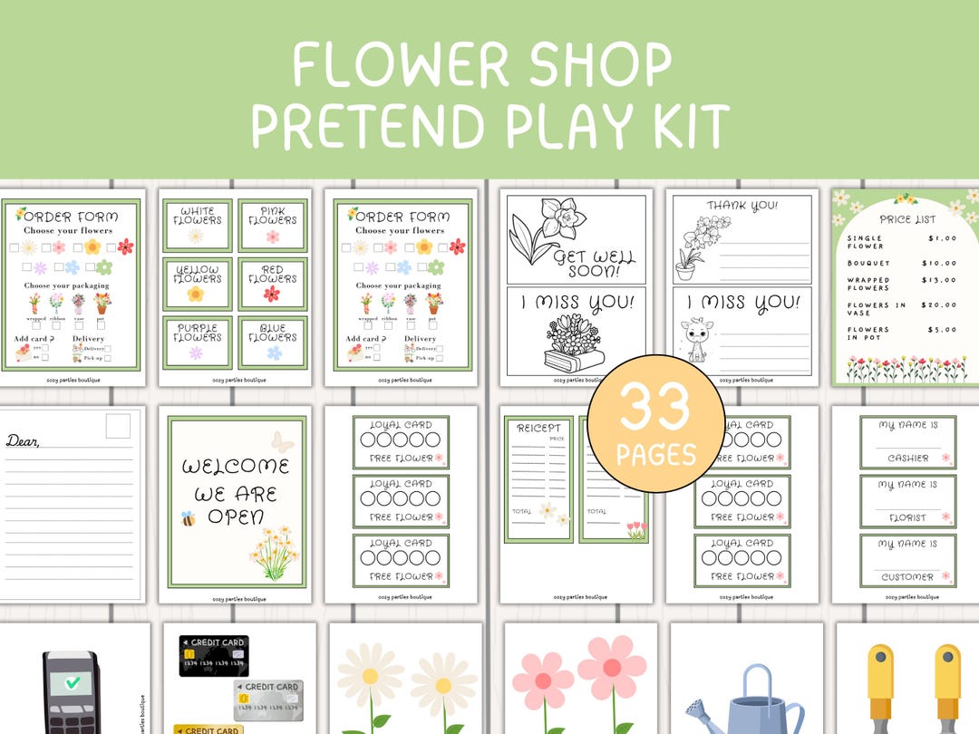 Printable Pretend Play Flower Shop - Kids Imaginative Play Activity ...