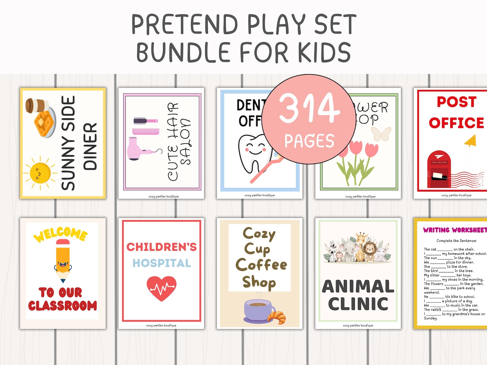 Pretend Play Printable Bundle Kids Teacher Play Set Doctor Play Set DIY ...