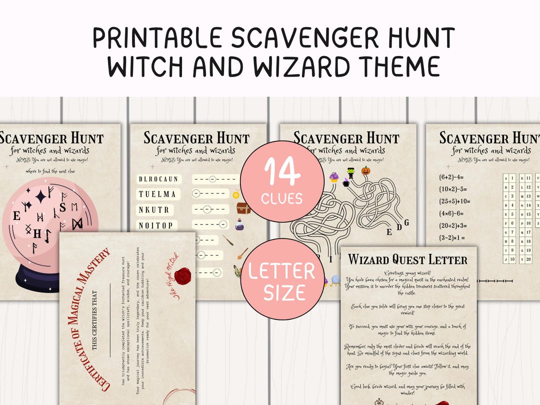 Wizard Scavenger Hunt for Kids Teens Magic Treasure Hunt Printable ...