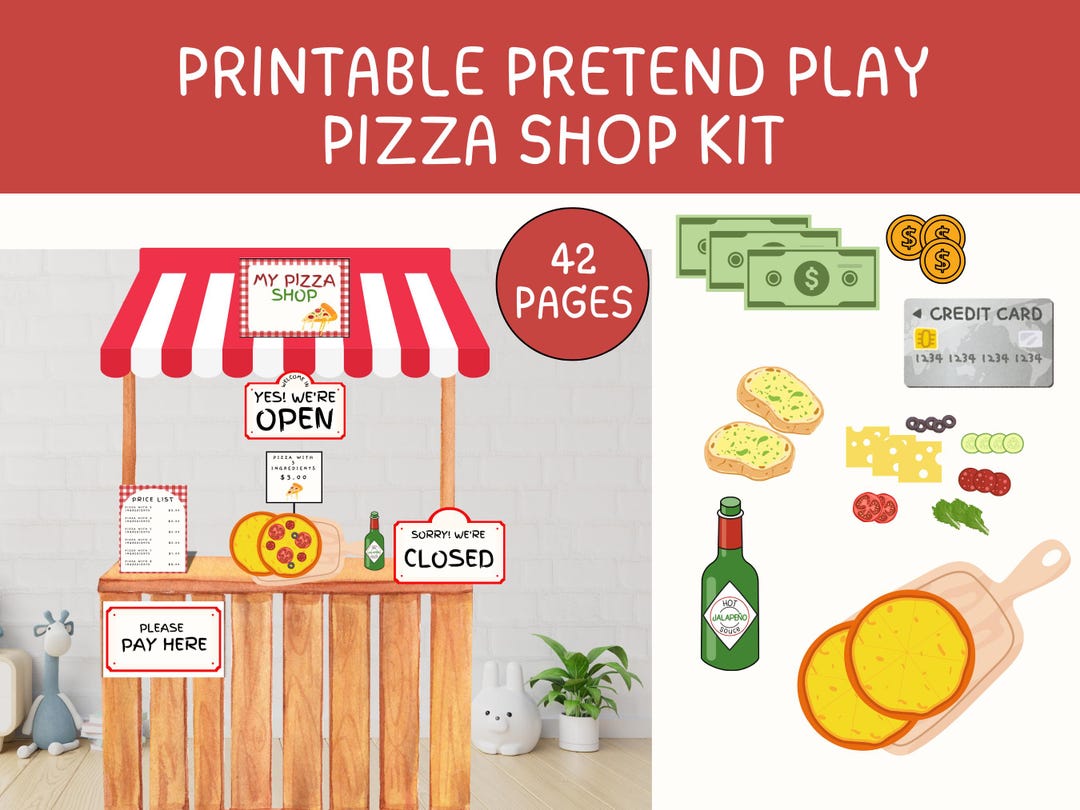 Printable Pretend Pizza Play Kit - Make Your Pizza Shop- Dramatic Play ...