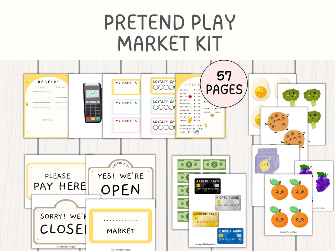 Market Pretend Play Kit- Toddler Learning Market Pretend, Dramatic Role ...