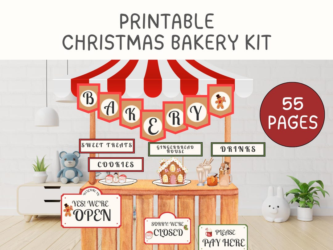 Christmas Printable Bakery Play Set for Kids, Pretend Play Kit ...