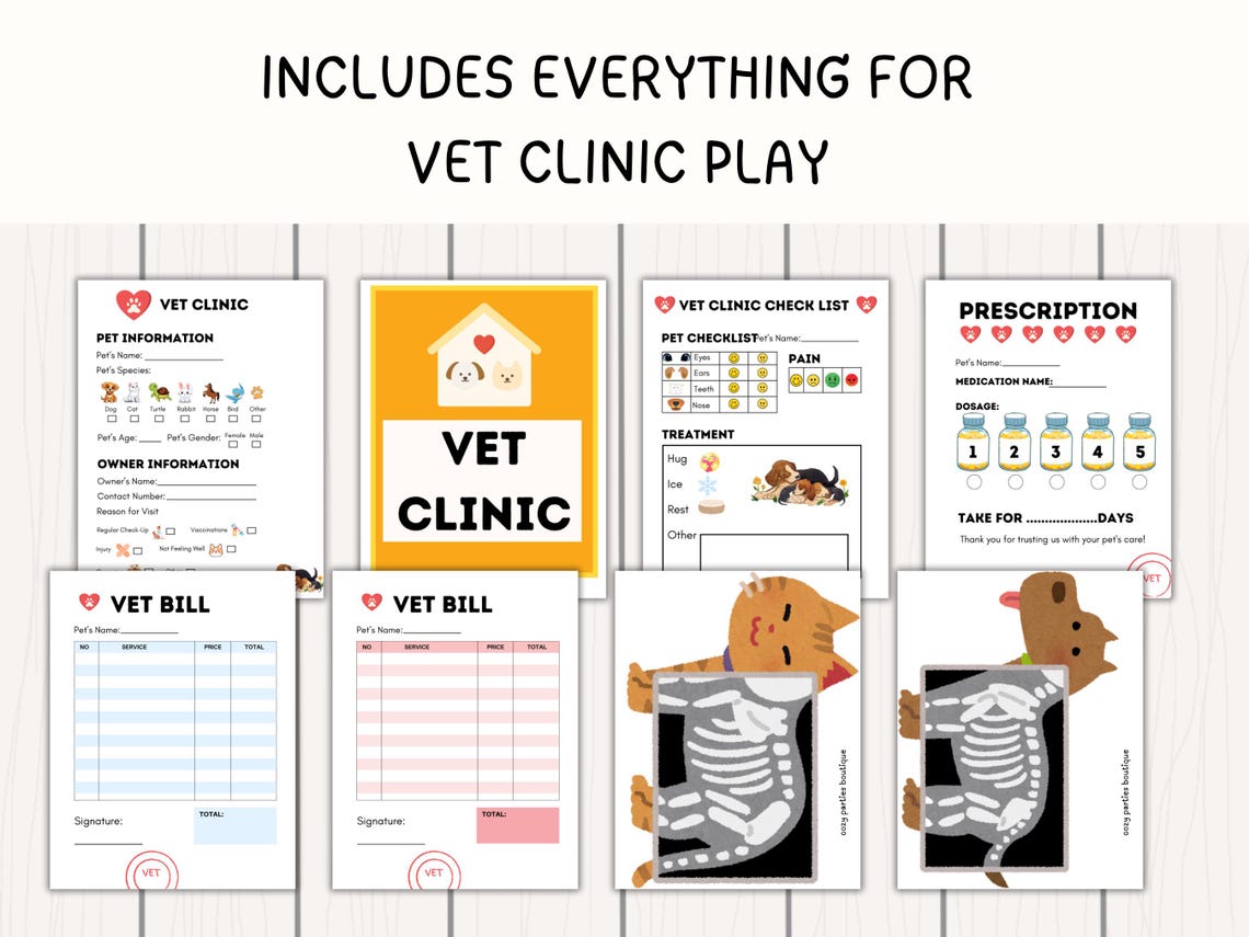 Printable Pretend Play Vet Set Dramatic Play for Kids Child Development ...