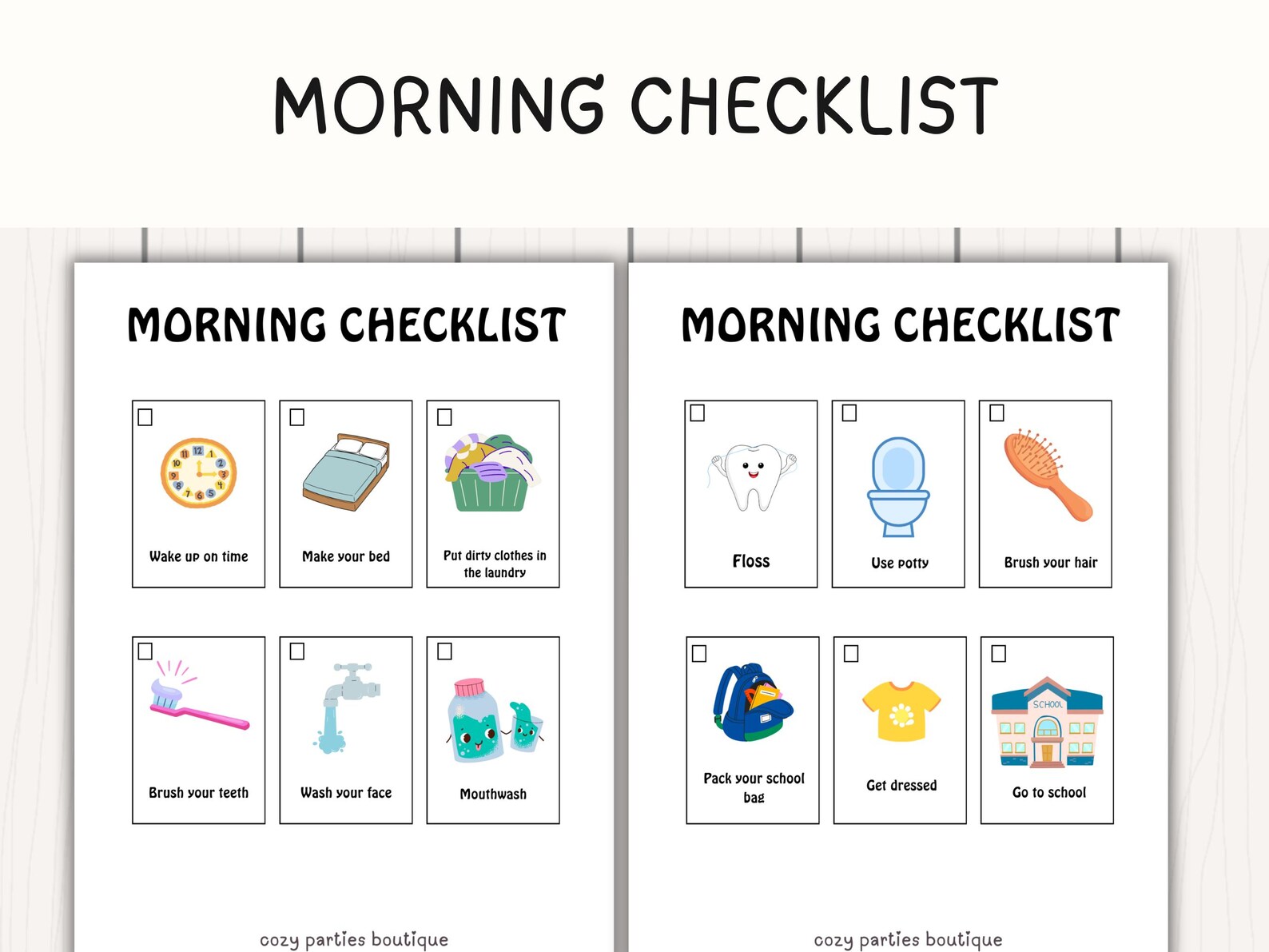 Kid Routine Checklist Kids Routine Chart Picture Chore Chart Daily ...