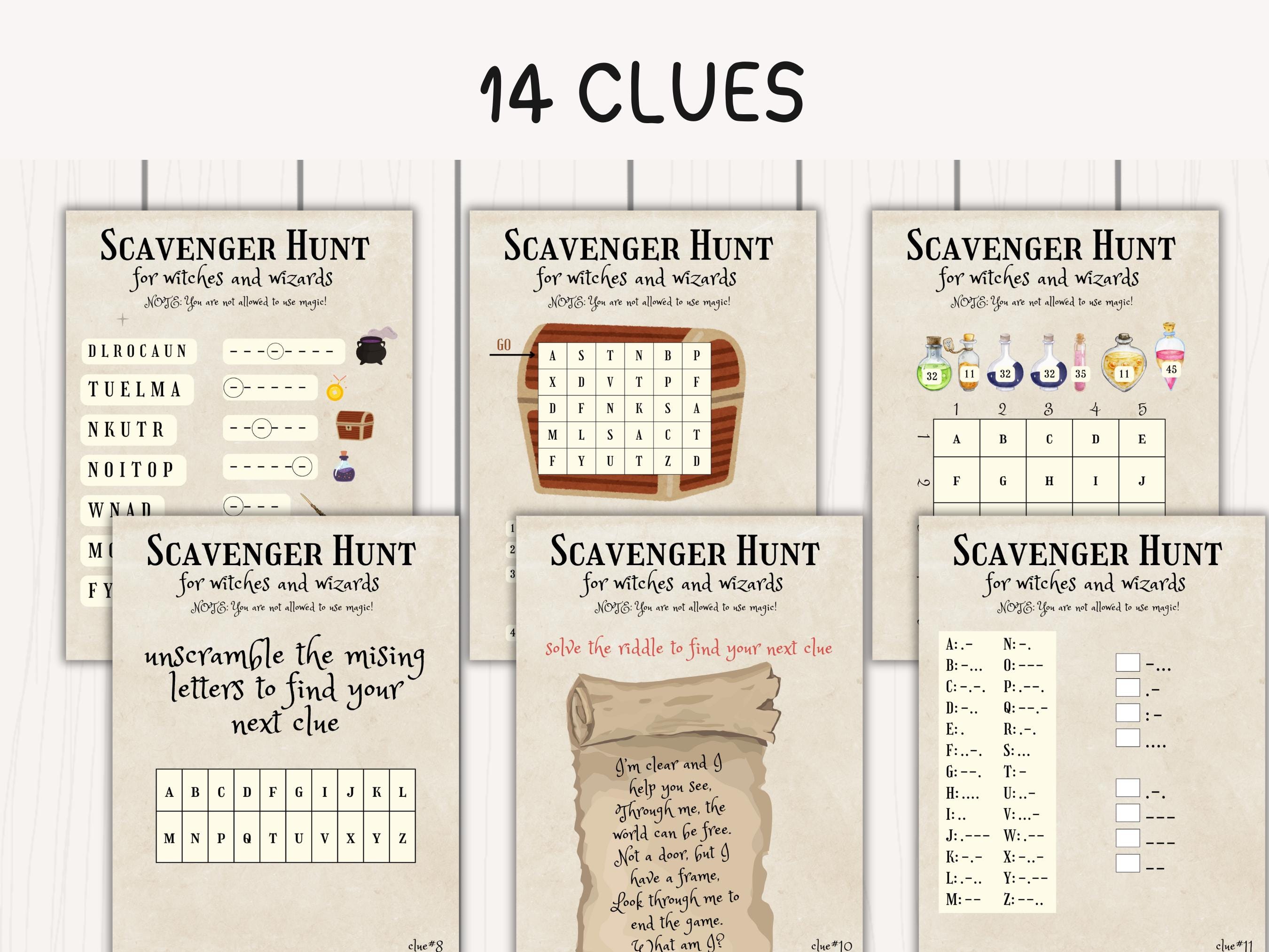 Wizard Scavenger Hunt for Kids Teens - Magic Treasure Hunt Printable ...