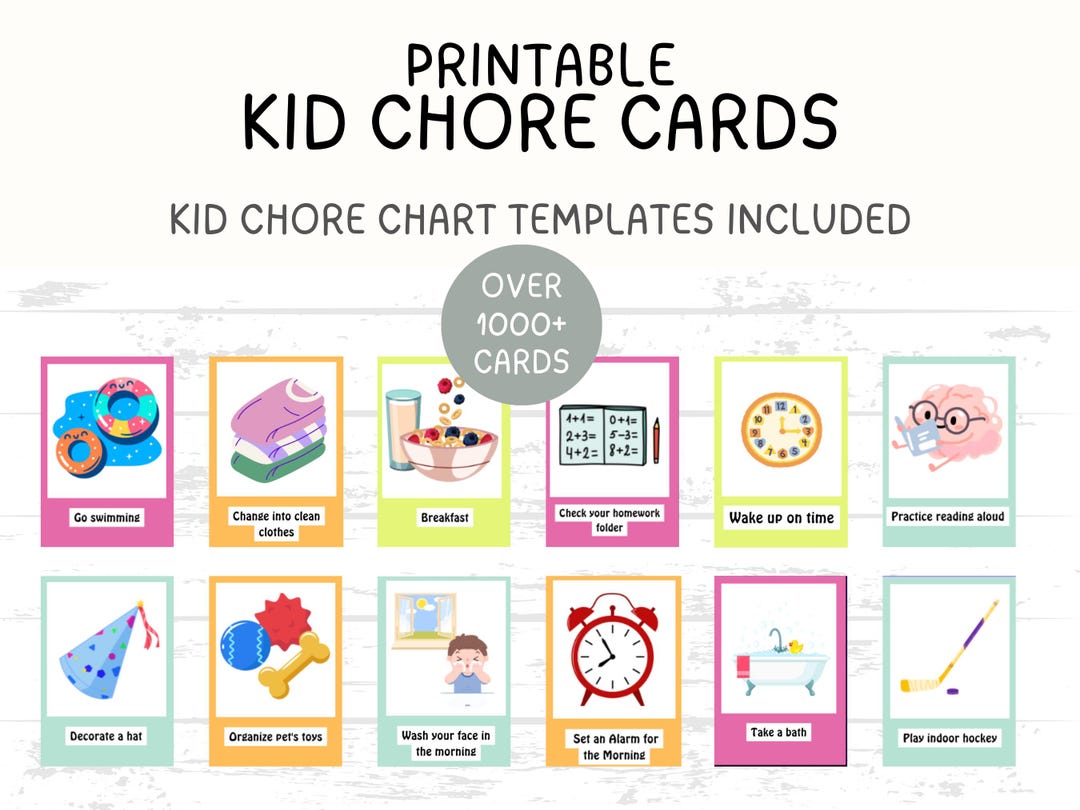 Kid Chores & Daily Routine Cards Routine Chart for Kids With Visual ...