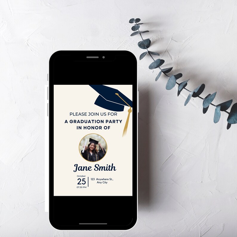 Electronic Party Evite Graduation Modern Graduation Invite Template ...