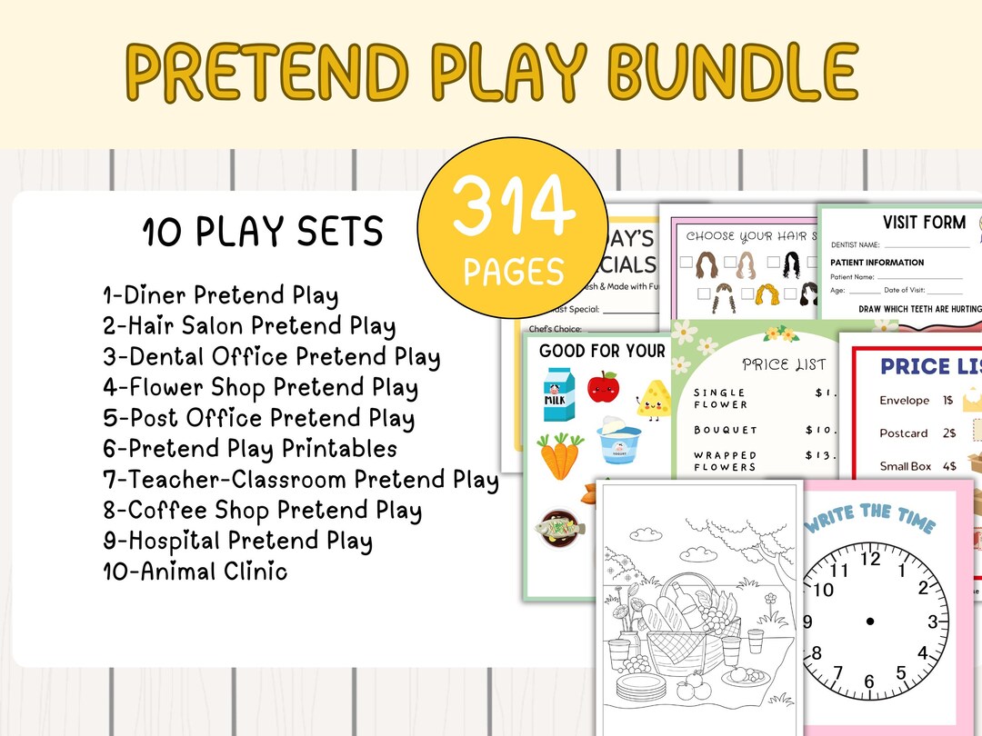 Pretend Play Printable Bundle Kids Teacher Play Set Doctor Play Set DIY ...
