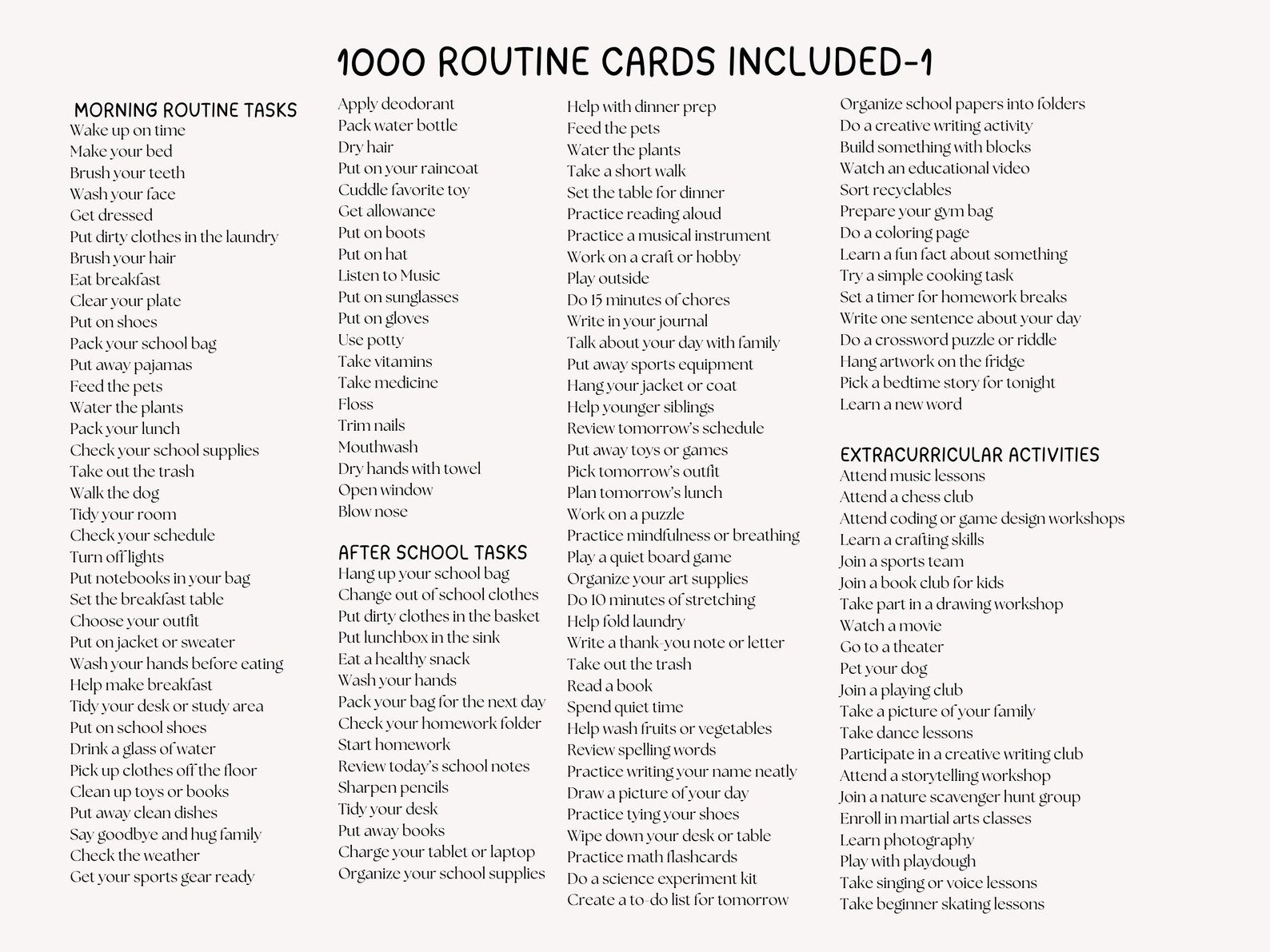 Kid Chores & Daily Routine Cards Routine Chart for Kids With Visual ...