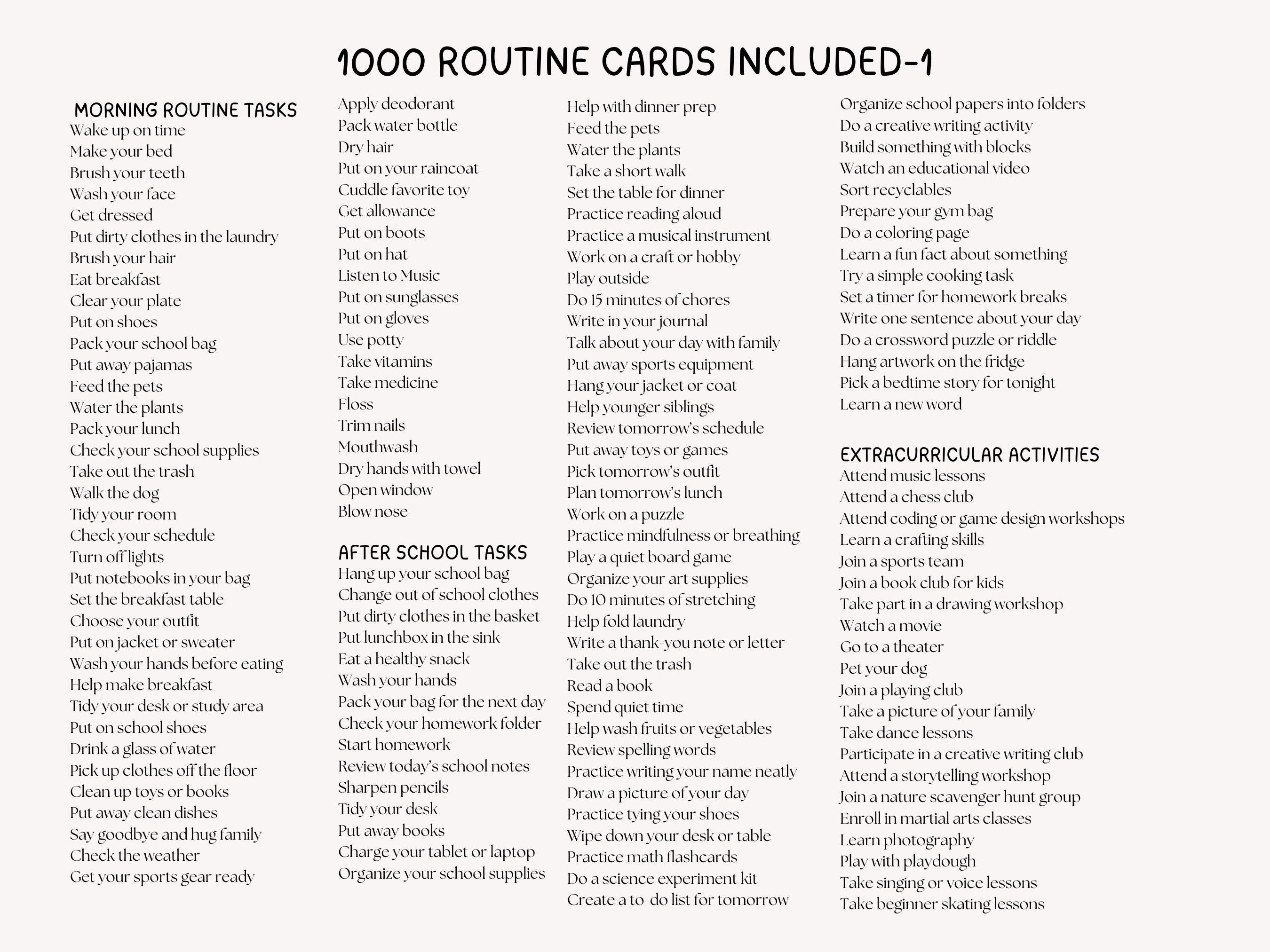 Kid Chores & Daily Routine Cards Routine Chart for Kids With Visual ...