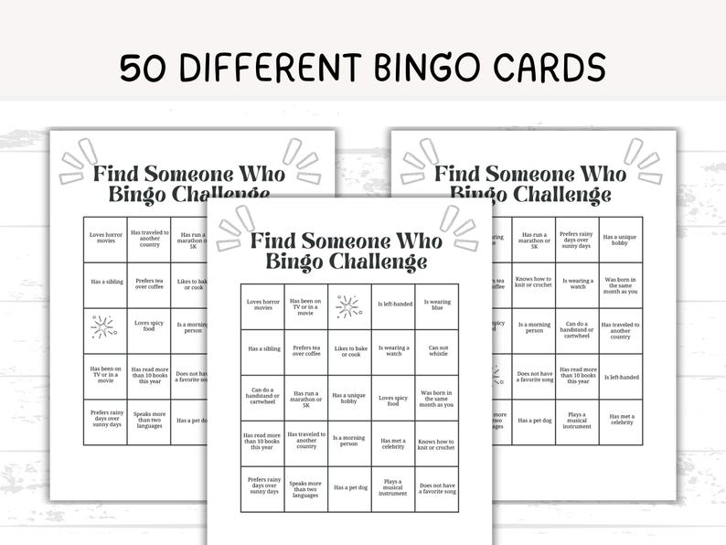 Find Someone Who Bingo – Fun Icebreaker Game for Office Parties, Family ...