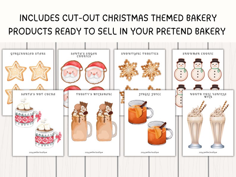 Christmas Printable Bakery Play Set for Kids, Pretend Play Kit ...