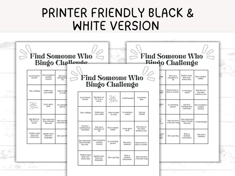 Find Someone Who Bingo – Fun Icebreaker Game for Office Parties, Family ...