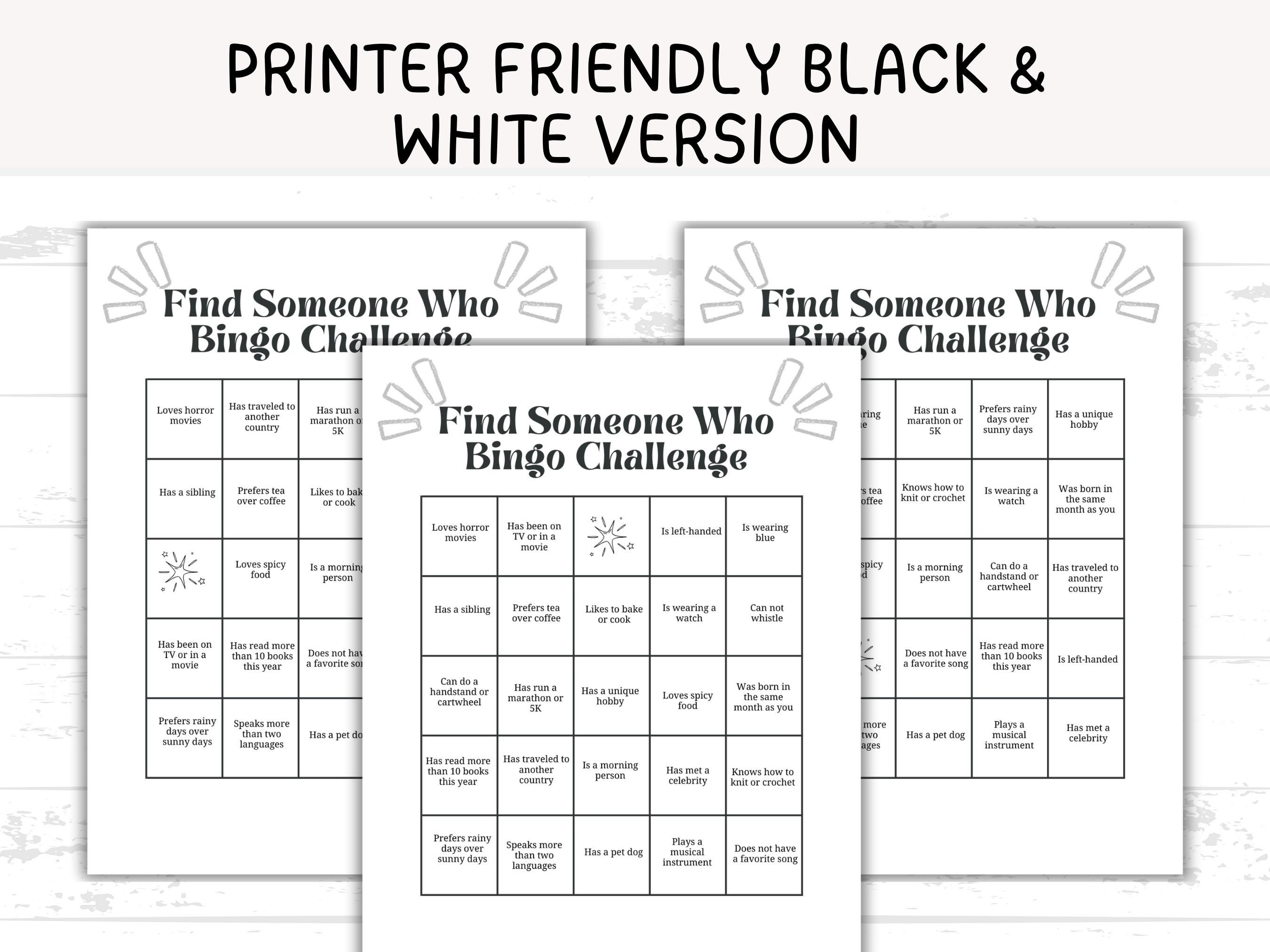 Find Someone Who Bingo – Fun Icebreaker Game for Office Parties, Family ...