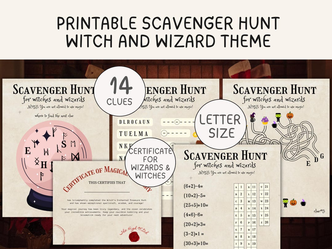 Wizard Scavenger Hunt for Kids Teens - Magic Treasure Hunt Printable ...