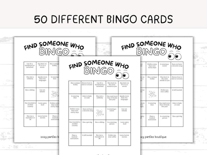Find Someone Who Bingo | Fun Icebreaker Game for Office Parties, Family ...