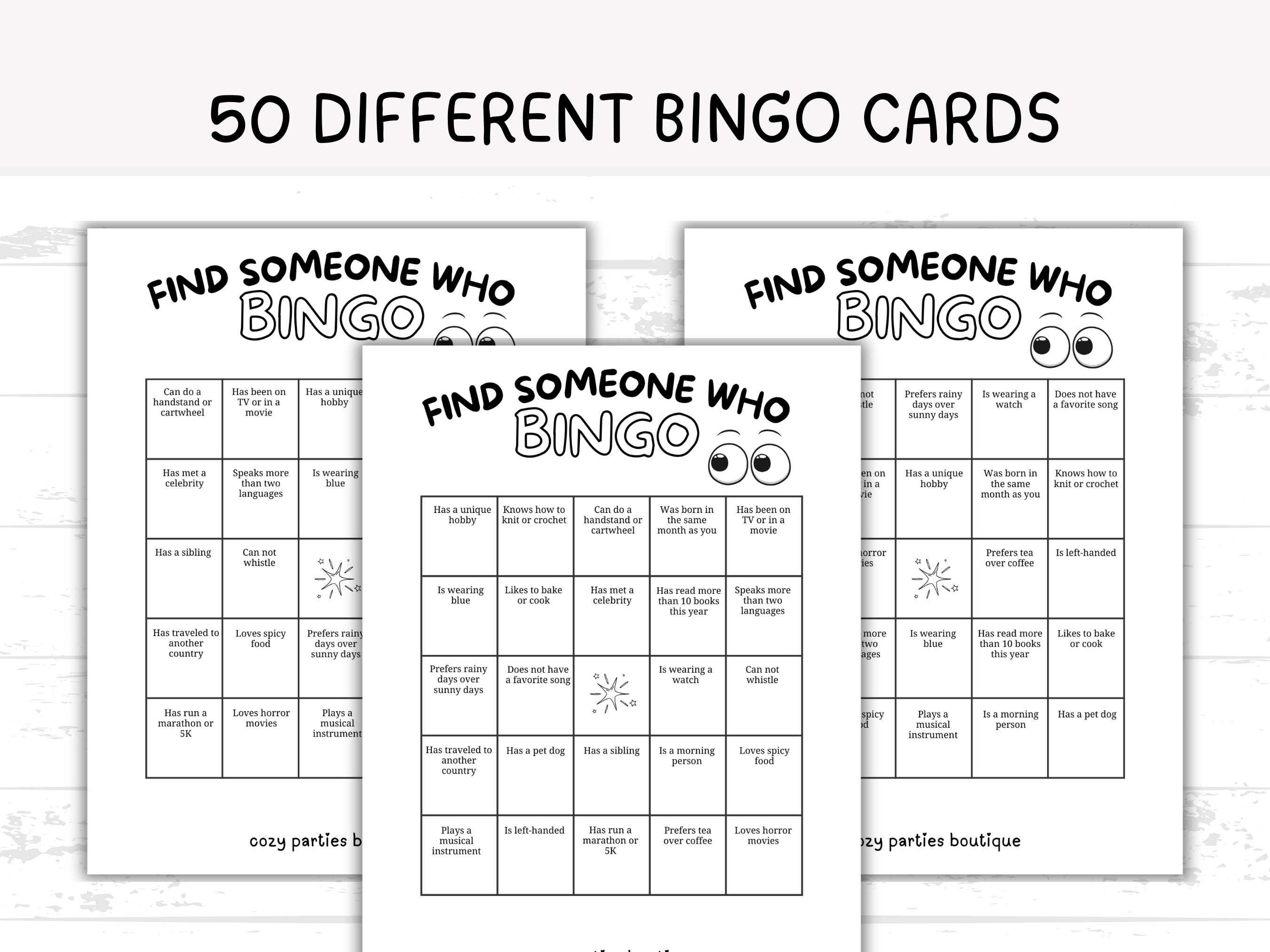 Find Someone Who Bingo | Fun Icebreaker Game for Office Parties, Family ...