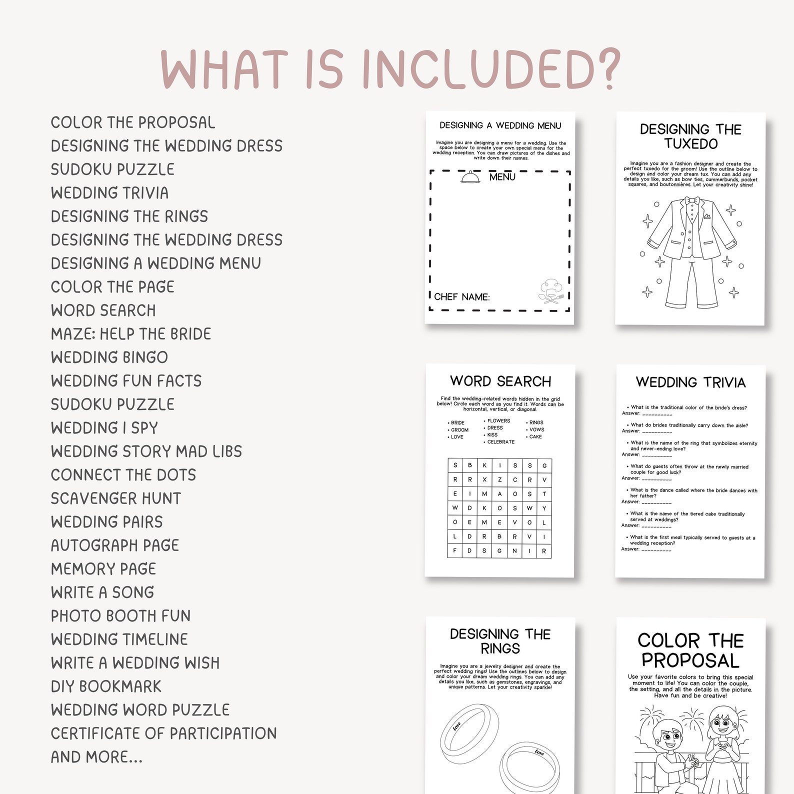 Kid Activities for Wedding Activity Book, Kids Table Activity Wedding ...