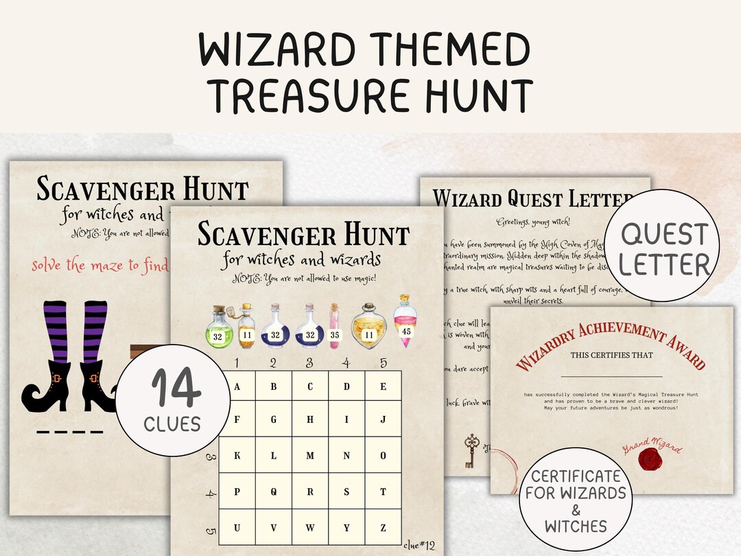 Wizard Scavenger Hunt for Kids Teens - Magic Treasure Hunt Printable ...