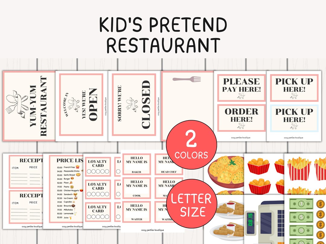 Play Restaurant Pretend Play Set -play Money, Preschool Activities ...