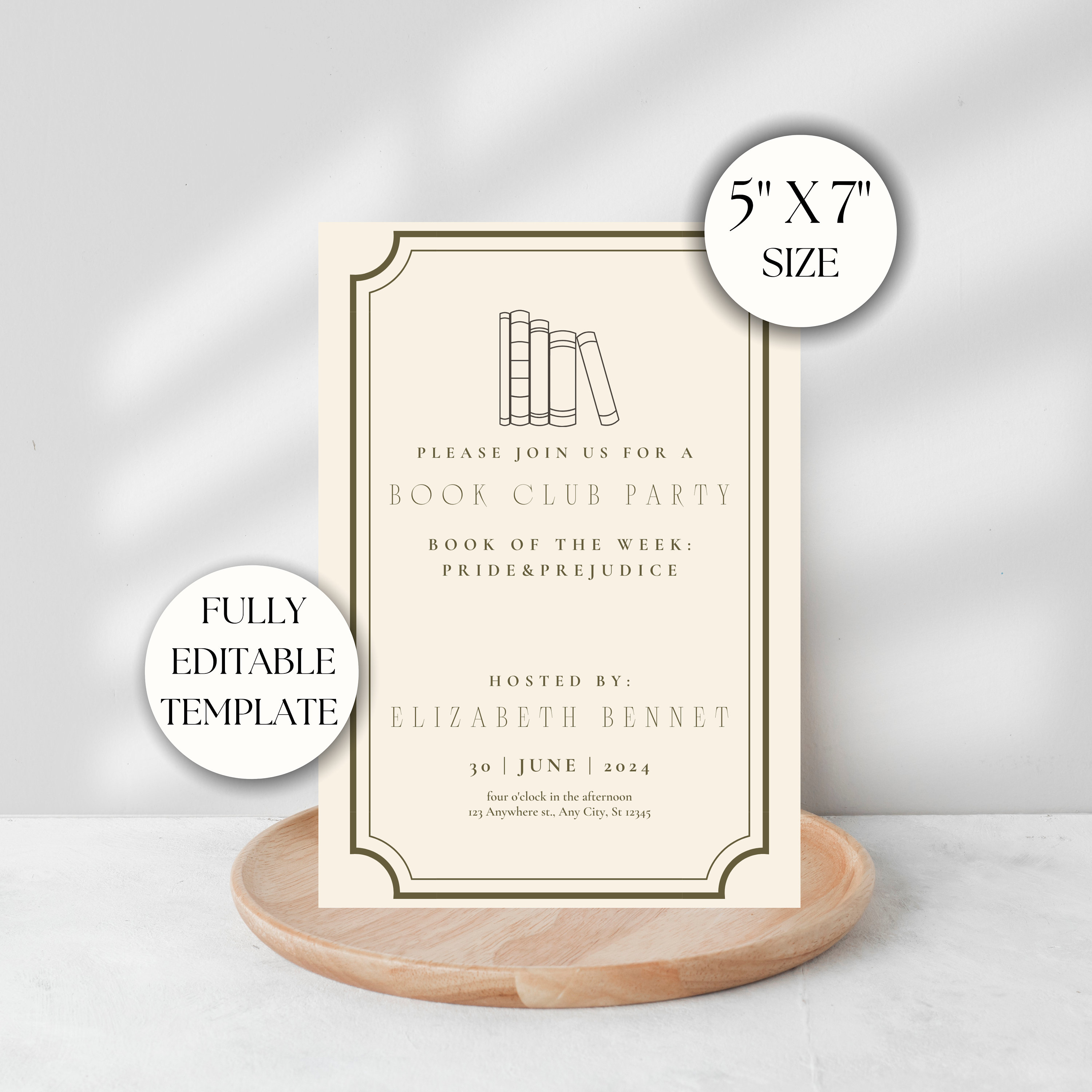 Vintage Book Club Party Invite Printable Book Club Invite Template for ...