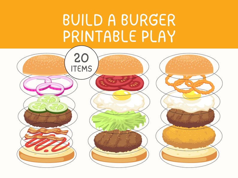 Build a Burger Pretend Play Printable - Preschool Printable Busy Book ...