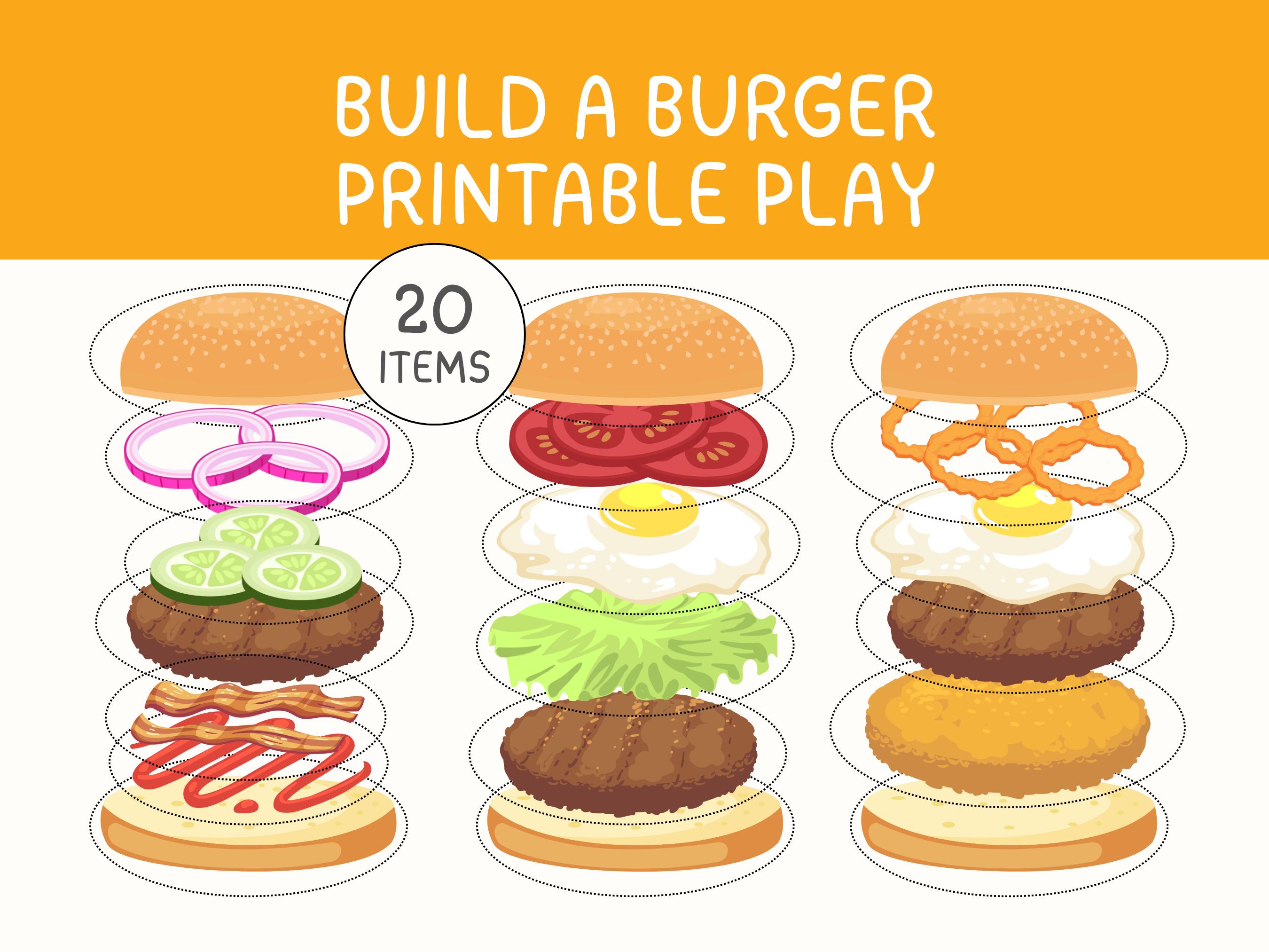 Build a Burger Pretend Play Printable - Preschool Printable Busy Book ...