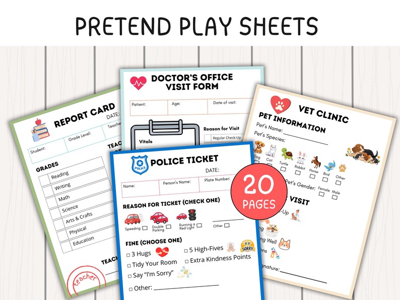 Printable Pretend Play Activity Sheets | Kids Imaginative Play | Police ...