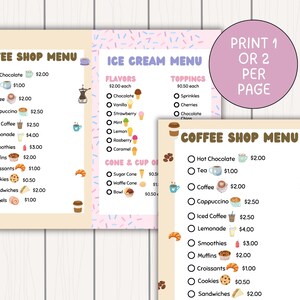 Pretend Play Menus - Fake Kids Menu, Fun Kids Menu for Kitchen Play ...