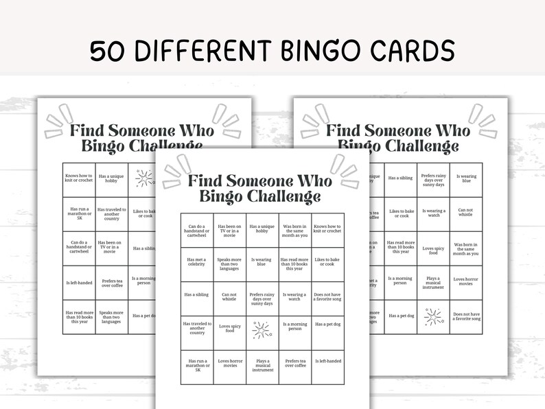 Find Someone Who Bingo – Fun Icebreaker Game for Office Parties, Family ...