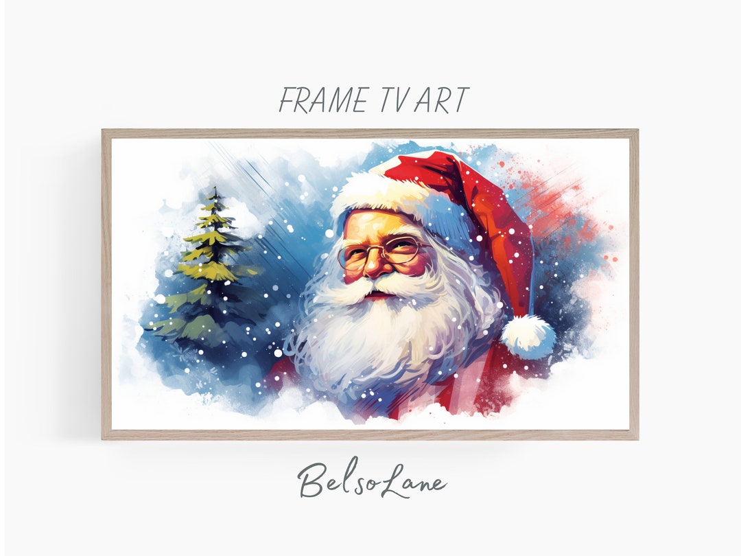 Christmas Frame TV Artwork Santa Ink Wash Painting Festive - Etsy