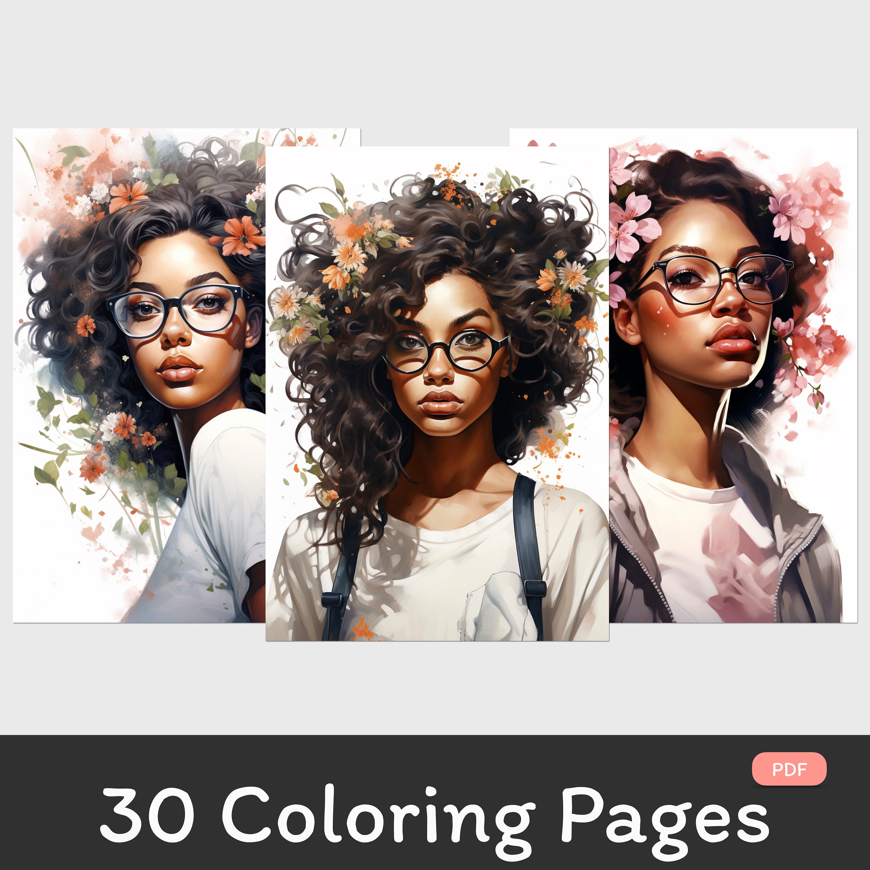 Blooming Black Girls Coloring Book: Printable PDF (31 Pages) - Etsy