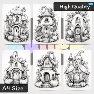 Adult Coloring Book: Pumpkin Fairy Houses | Instant Download ...