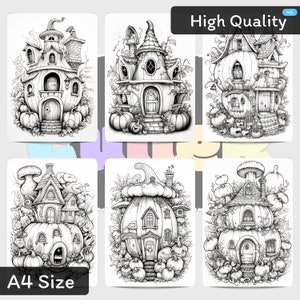 Adult Coloring Book: Pumpkin Fairy Houses | Instant Download ...