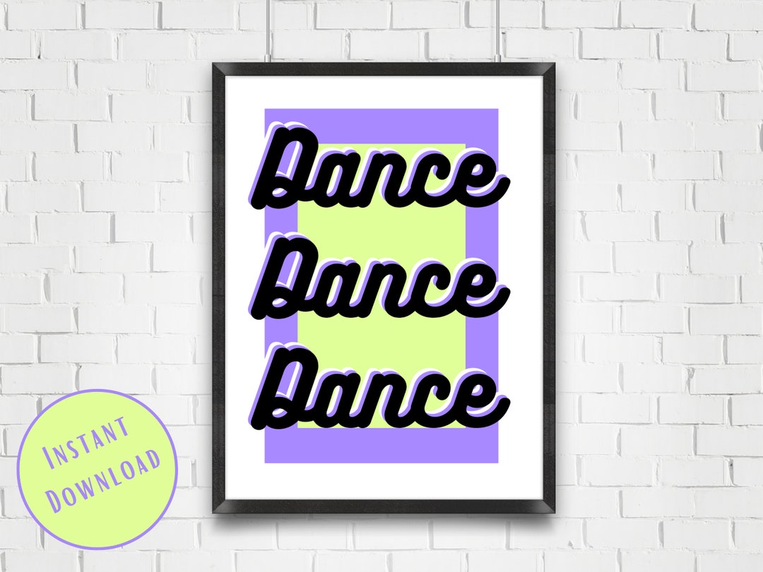 Dance Dance Dance Poster, Retro Dance Poster, Purple Retro Dancing ...