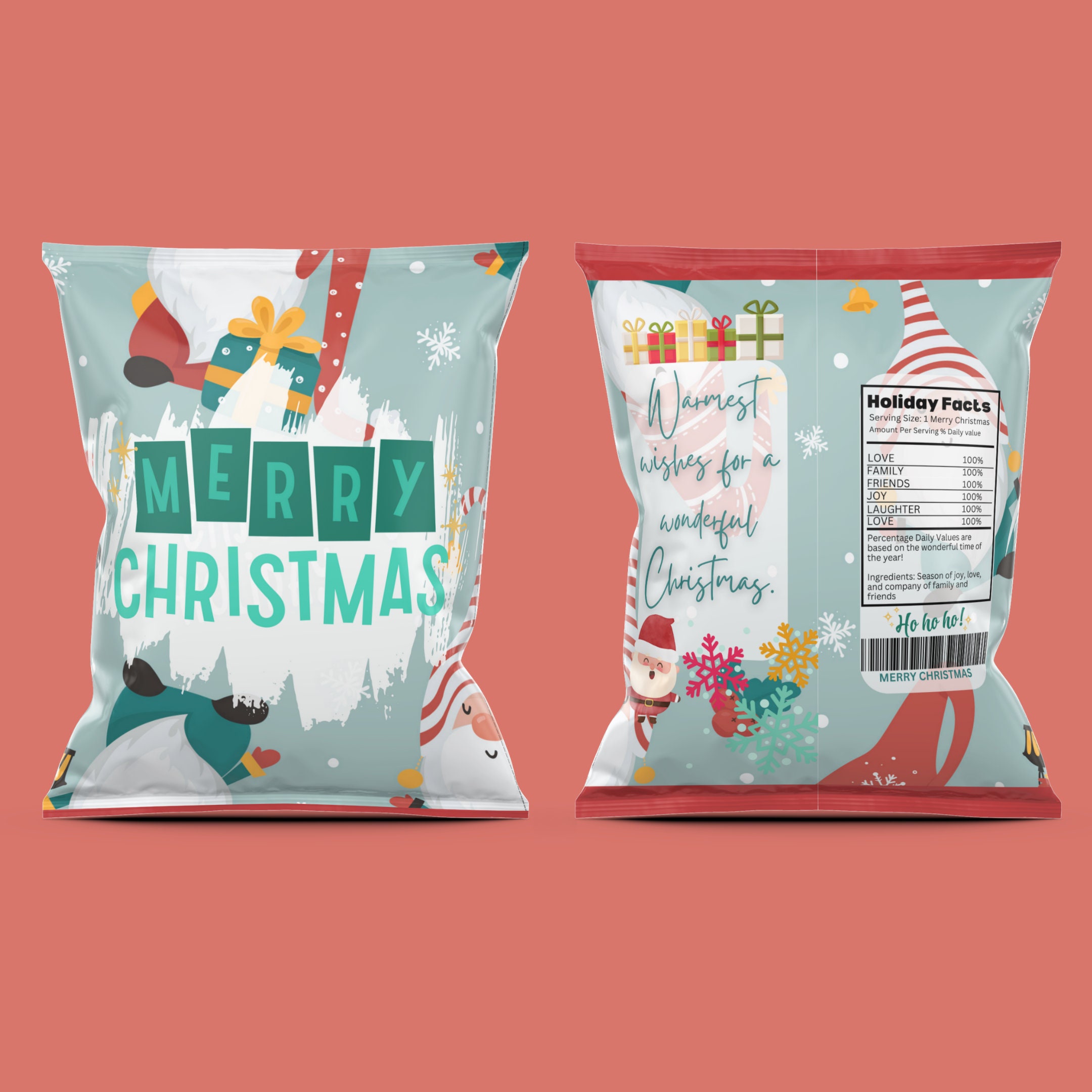 Christmas Chip Bag Template Bundle, Holiday Favor Wrapper, DIY Candy ...