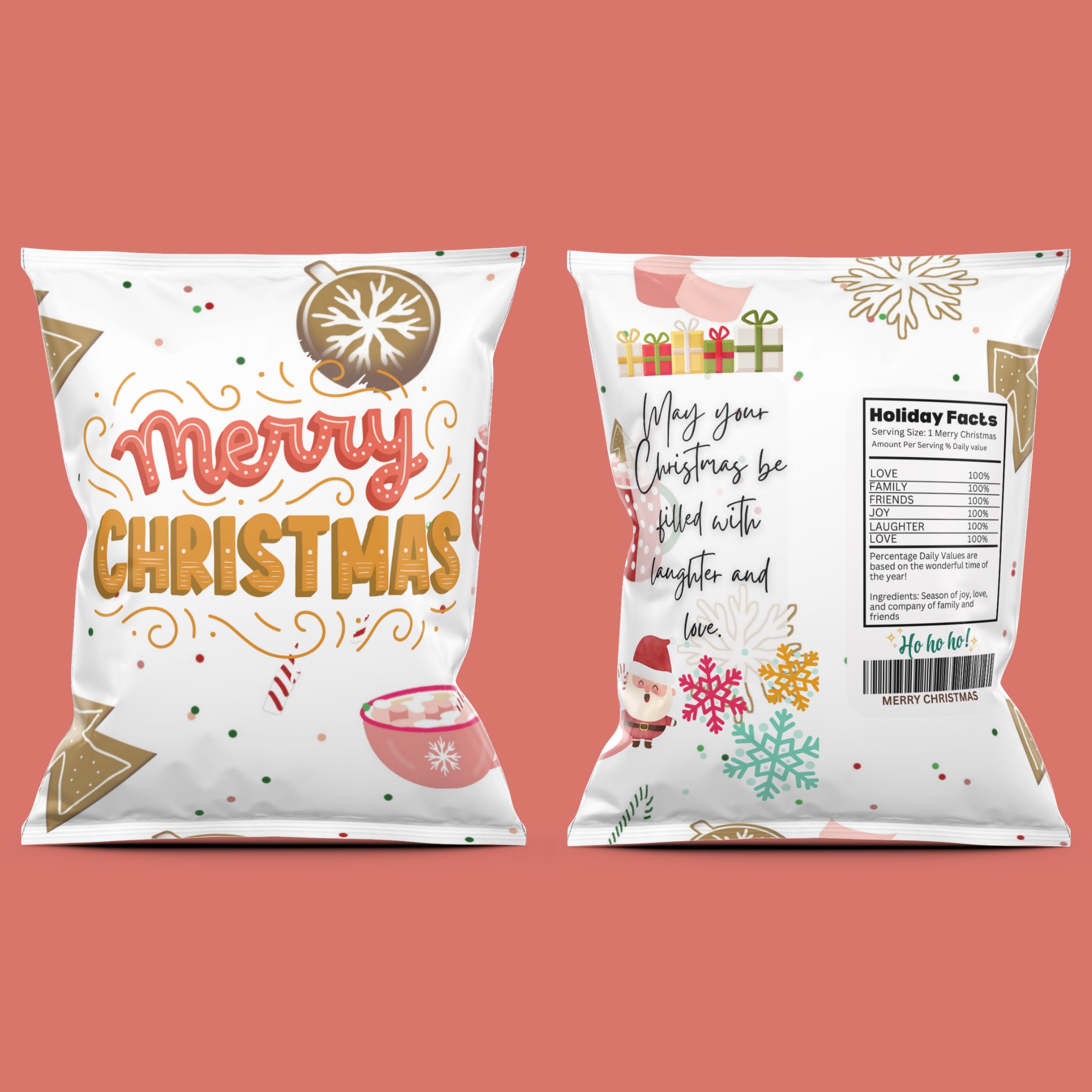 Christmas Chip Bag Template Bundle, Holiday Favor Wrapper, DIY Candy ...