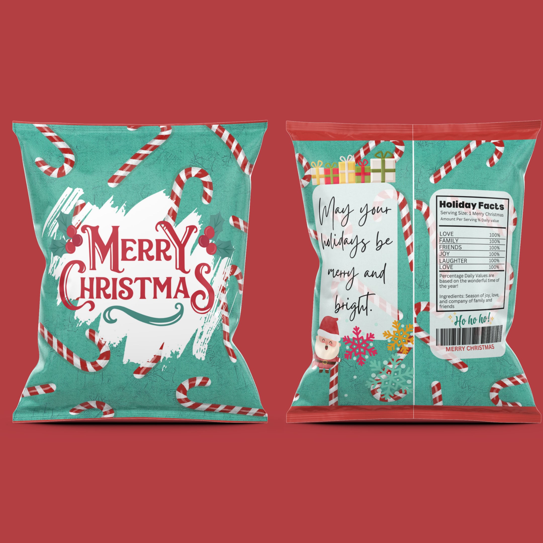 Christmas Chip Bag Template Bundle, Holiday Favor Wrapper, DIY Candy ...