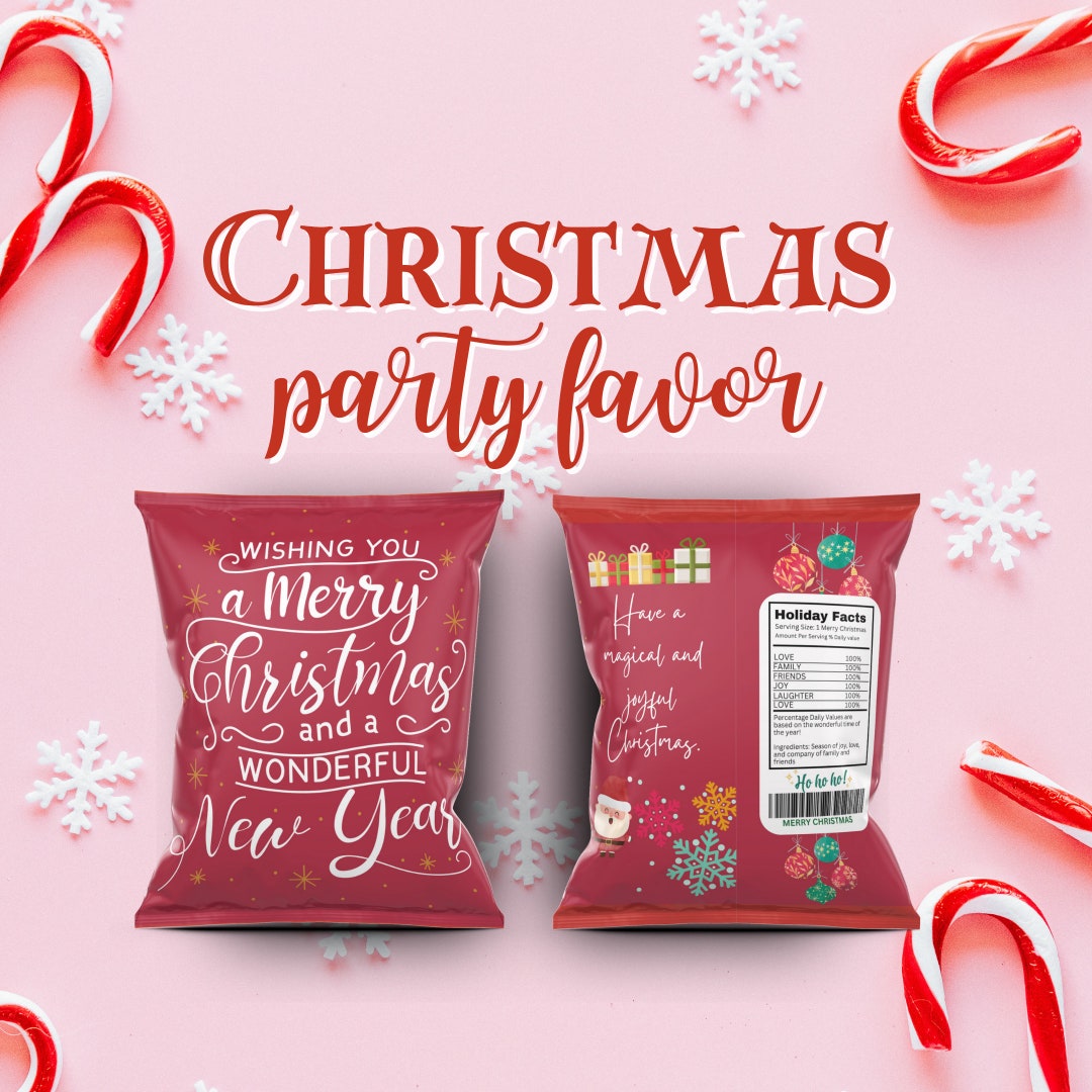CB07 Christmas Chip Bag Template Holiday Favor Wrapper DIY - Etsy