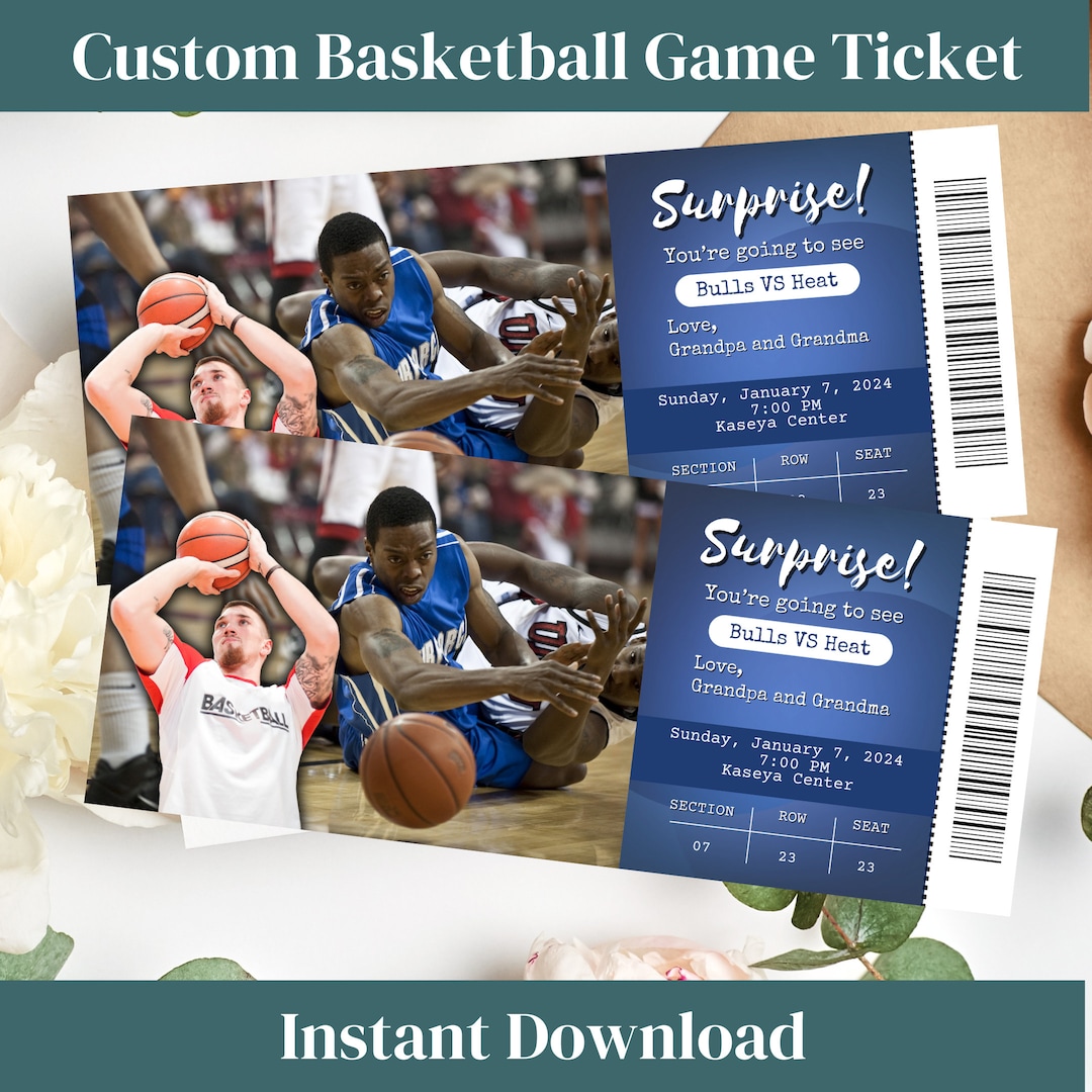 Editable Basketball Game Ticket Template, Personalized Gift Reveal Stub ...