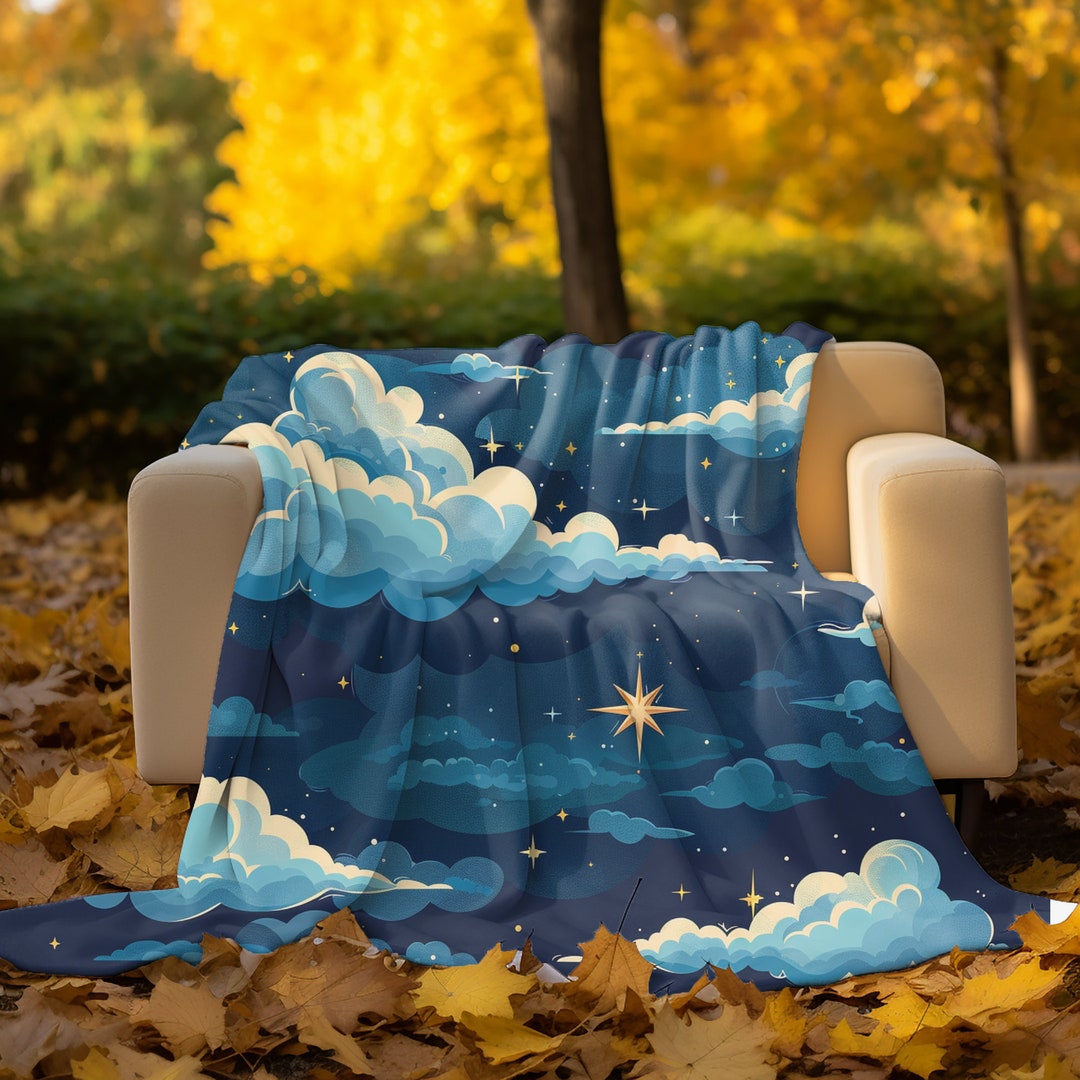 Night Sky Large Blanket, Cloud Throw Blanket, Large Bed Cover, Night ...