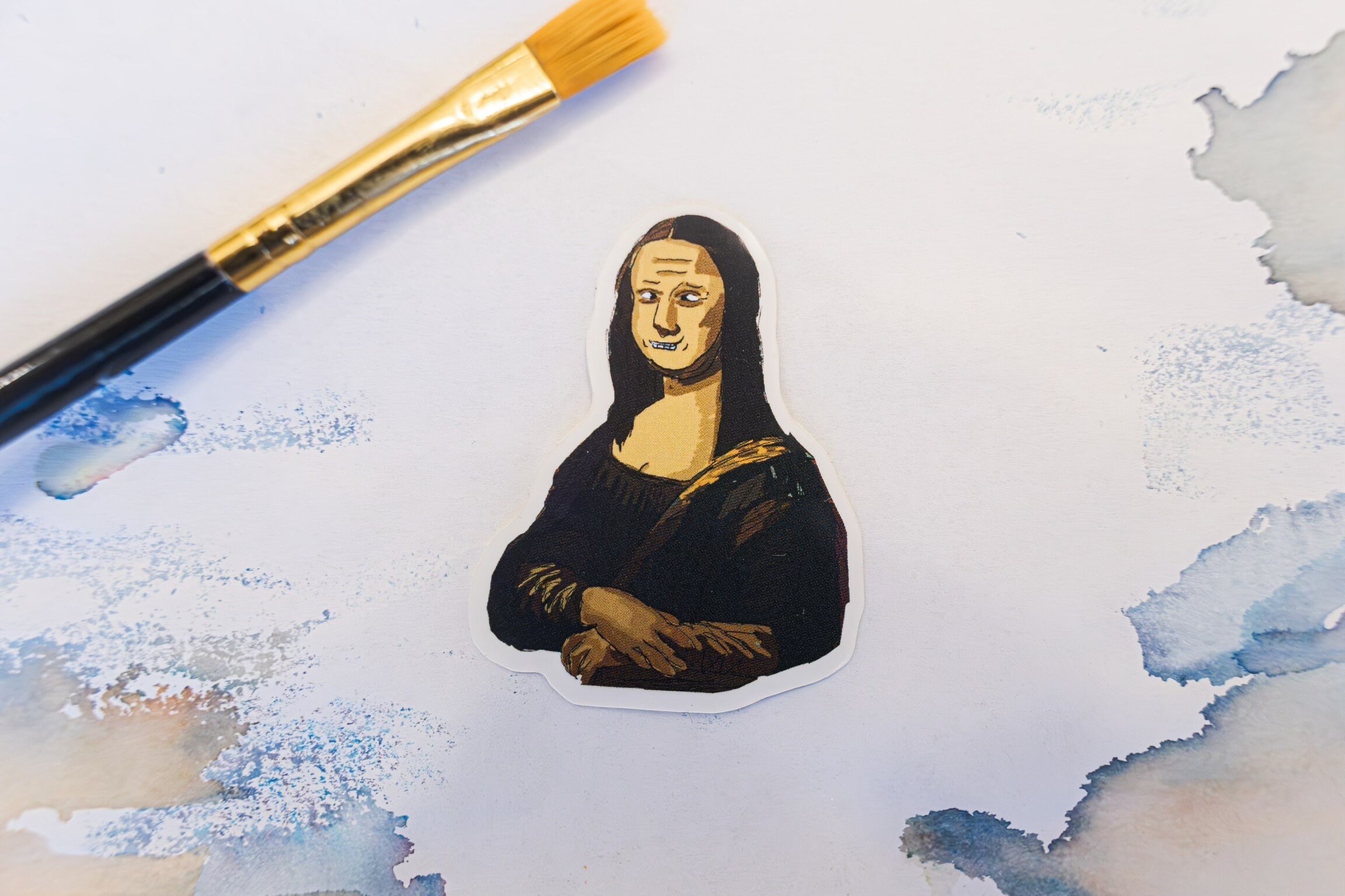 Mona Lisa Silly Funny Face Vinyl Sticker- Quirky Da Vinci Painting ...