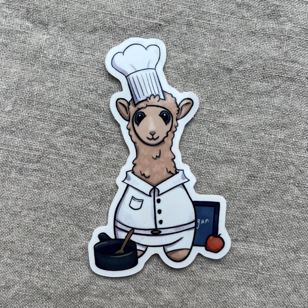 Llama Wearing Chef Hat Sticker, Cute Alpaca Zoo Animal Cook, Kitchen ...