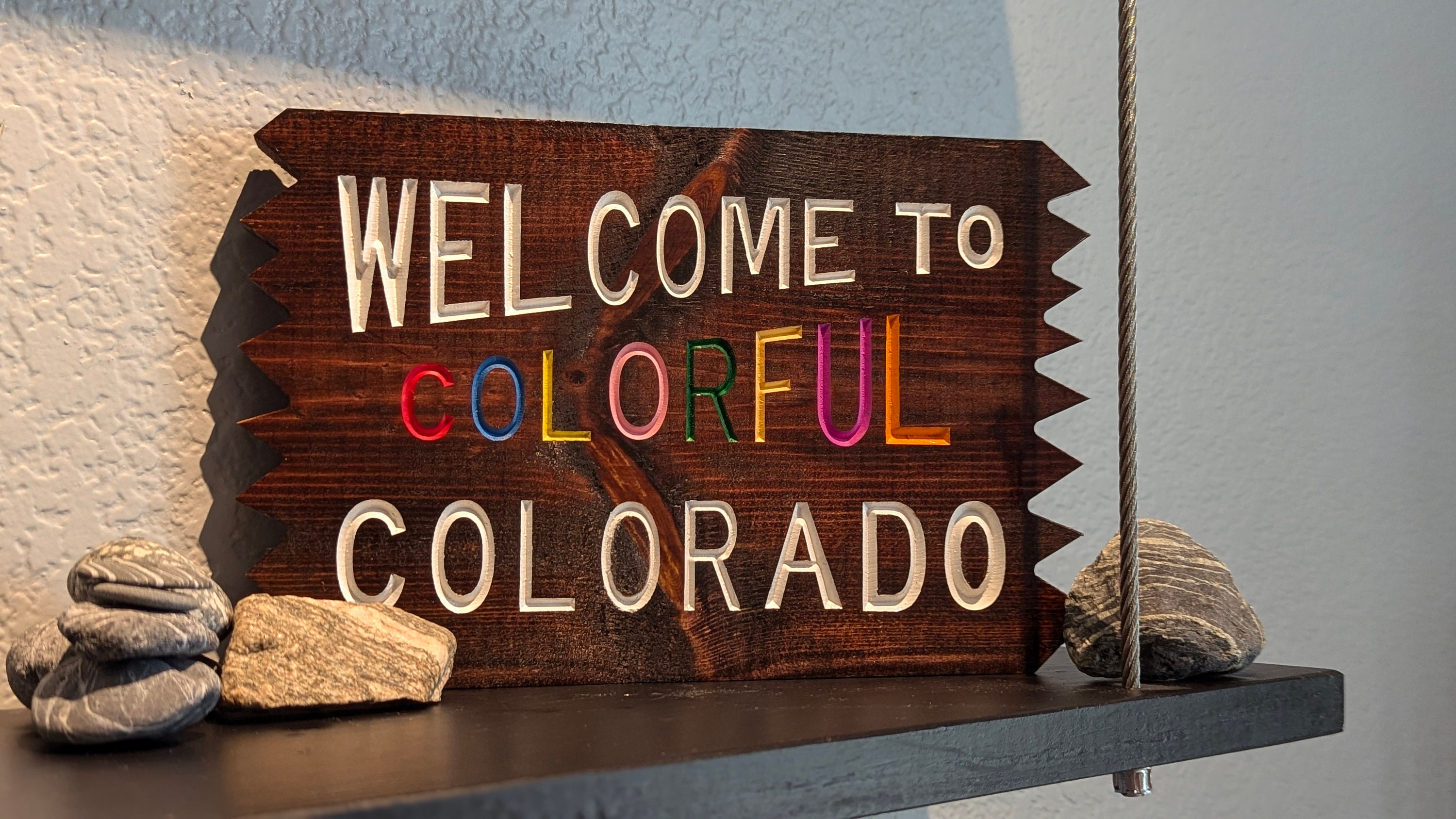 Welcome to Colorful Colorado Highway Sign Engraved, Hand Stained ...