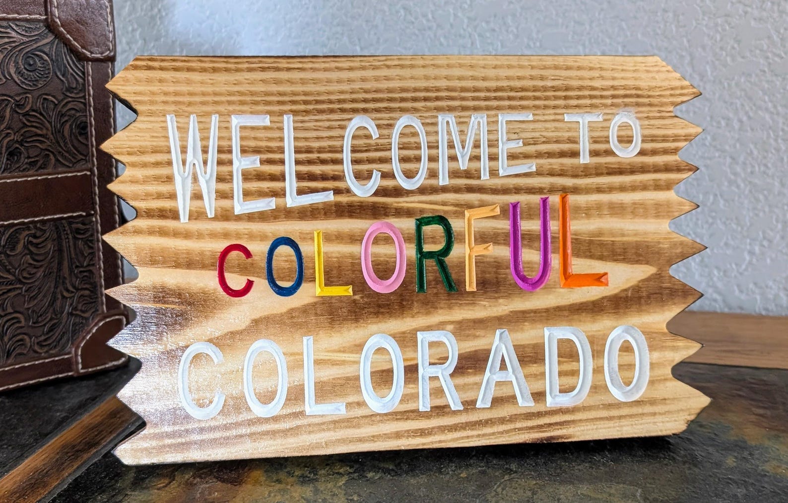 Welcome to Colorful Colorado Highway Sign Engraved, Hand Stained ...