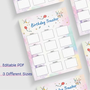 Birthday Tracker Birthday Anniversary Tracker Birthday Calendar ...