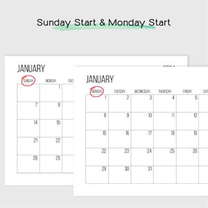 Minimalist Horizontal Calendar Planner, Printable and Digital, Flexible ...
