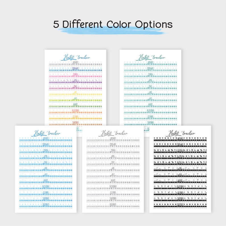 Yearly Habit Tracker Habit Tracker Printable Habit Tracker Digital ...