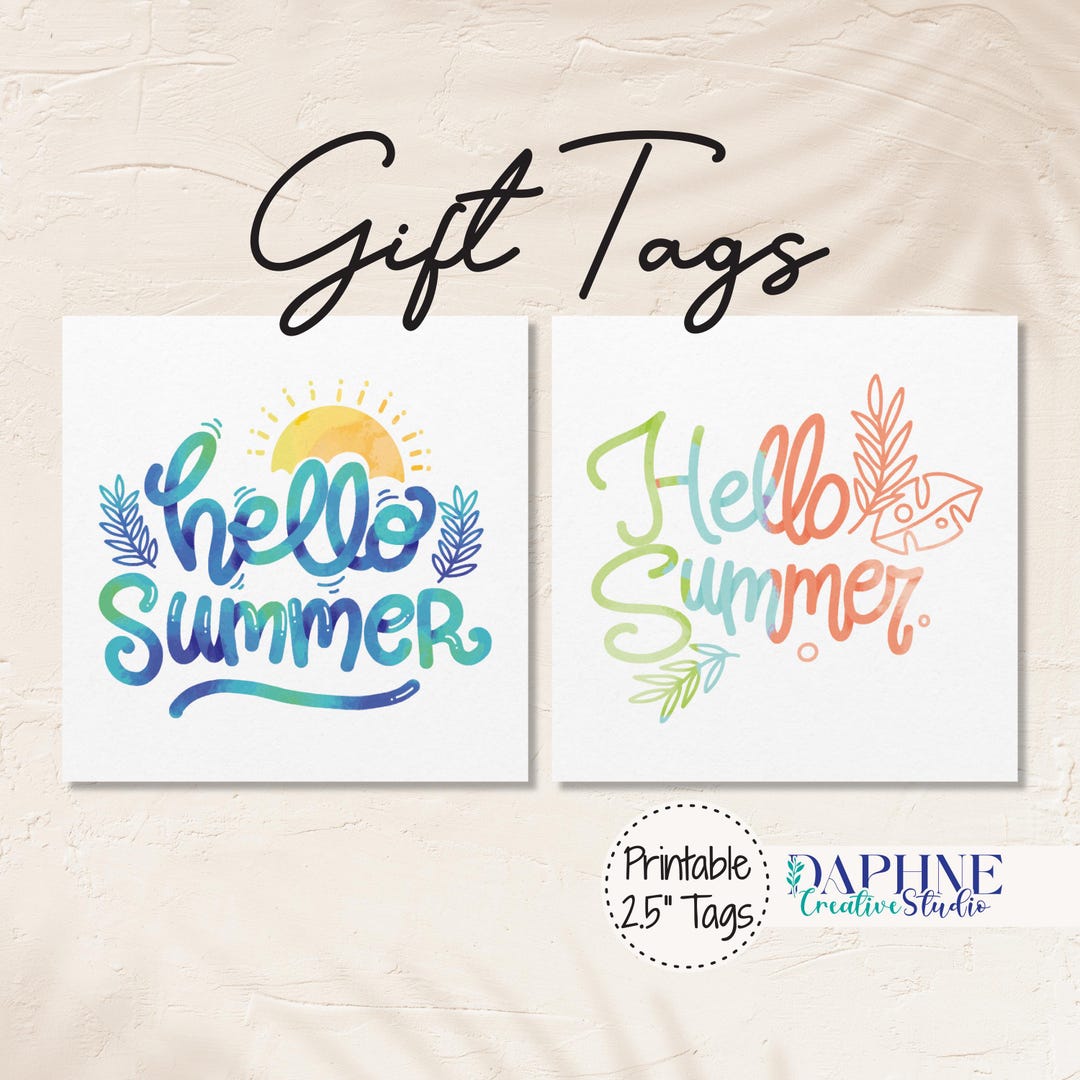 Printable Summer Gift Tags - Hello Summer & Summer Vibes Digital Tags ...